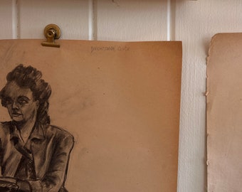 Vintage Charcoal Drawings & Illustrations - Etsy