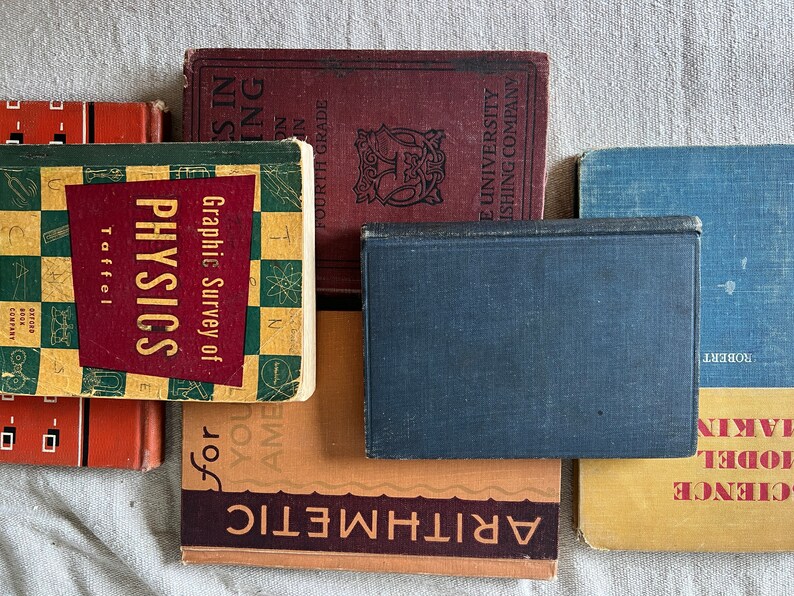 Vintage Text Books Set of Six - Etsy