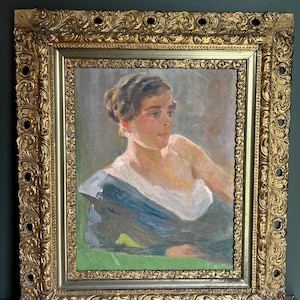 Reproduction Portrait Print on Canvas With Wax Finish in Antique Frame ...