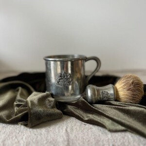 Vintage Pewter Ralph Lauren Shaving Brush and Mug Set - Etsy