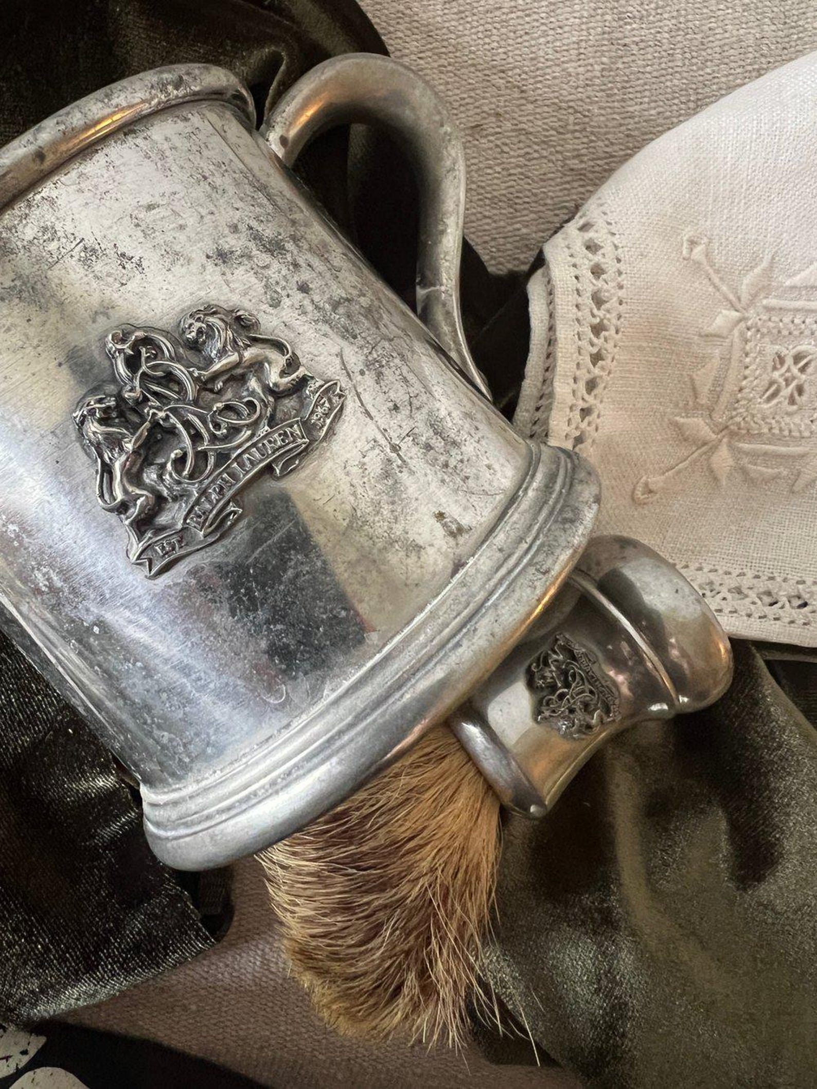 Vintage Pewter Ralph Lauren Shaving Brush and Mug Set - Etsy
