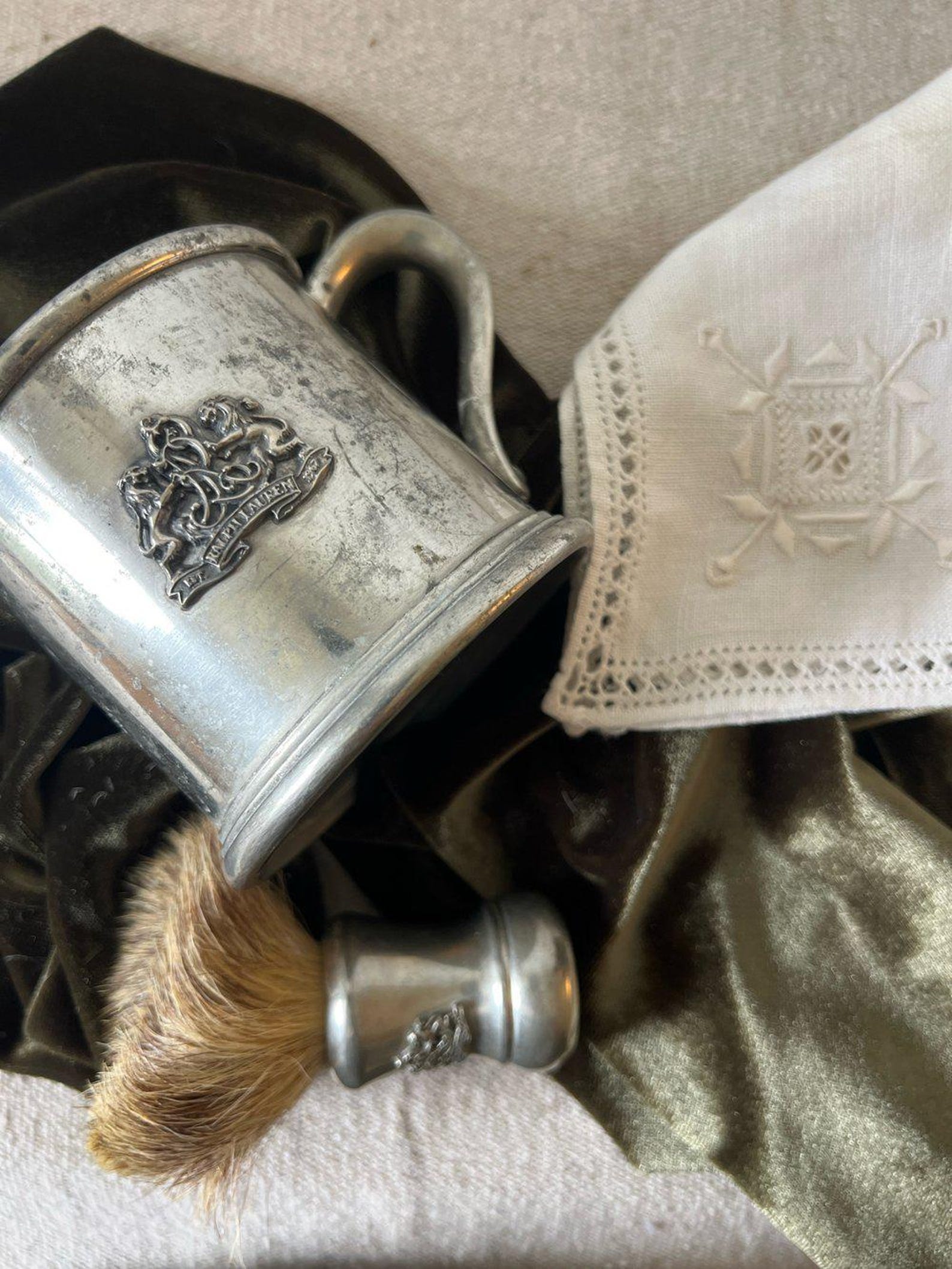 Vintage Pewter Ralph Lauren Shaving Brush and Mug Set - Etsy