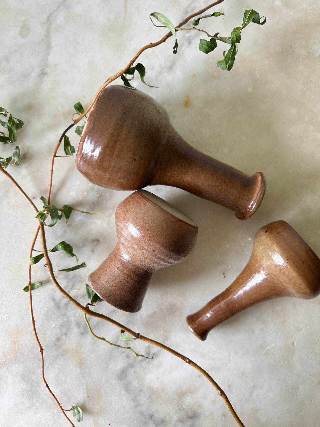 Set of Three Pottery Flower Bud Vases - Etsy