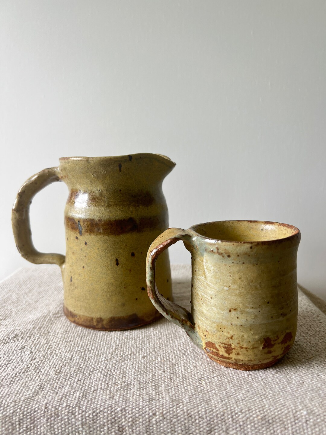 Small Handmade Pottery Pitcher and Mug Set - Etsy