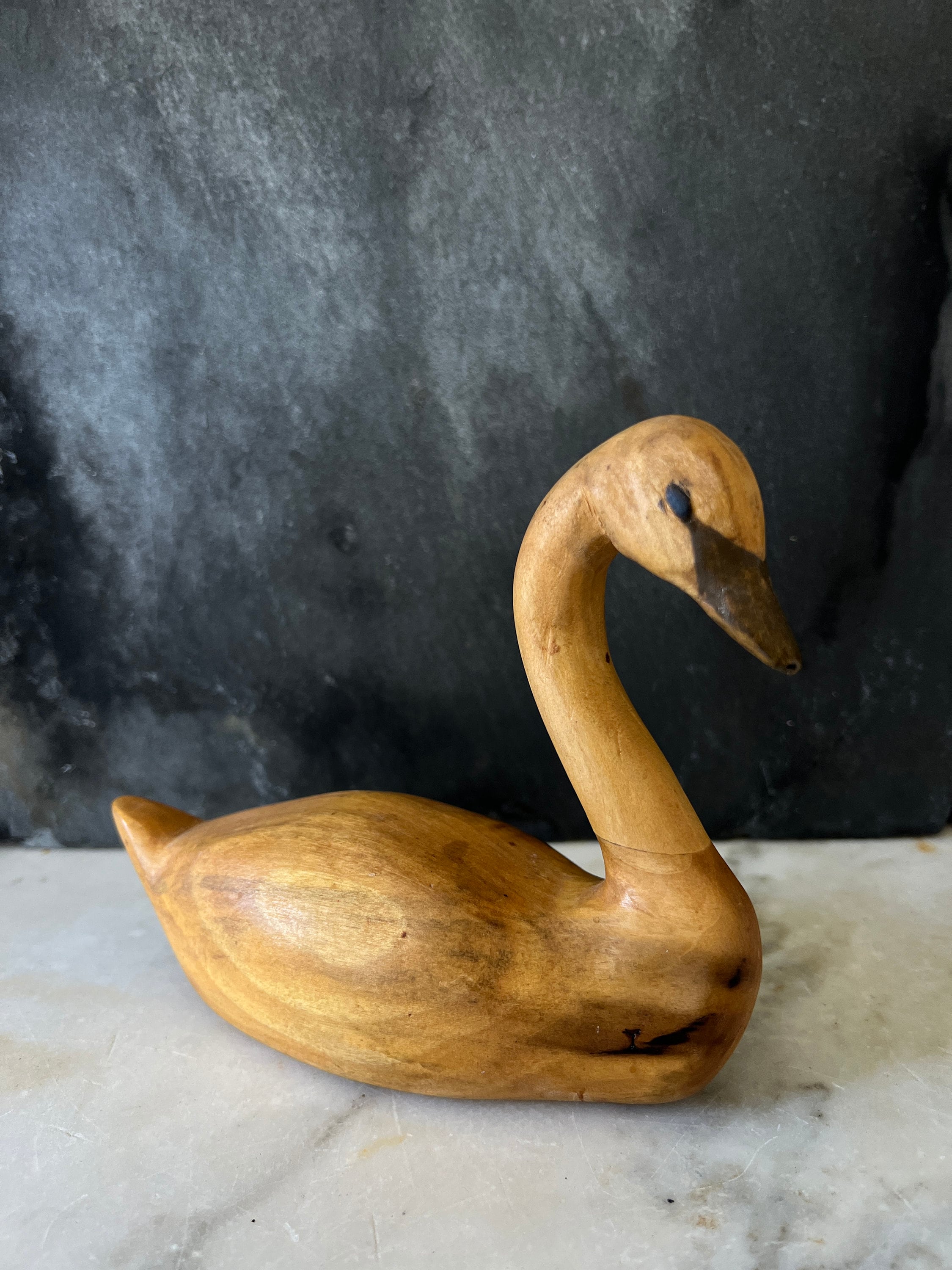 Vintage Hand Carved Wooden Swan - Etsy