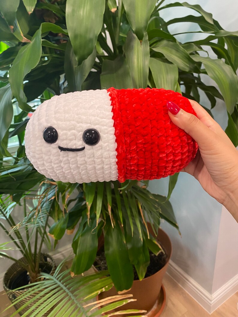 Handmade JUMBO Crochet Chill Pill Plushie customizable Colors - Etsy