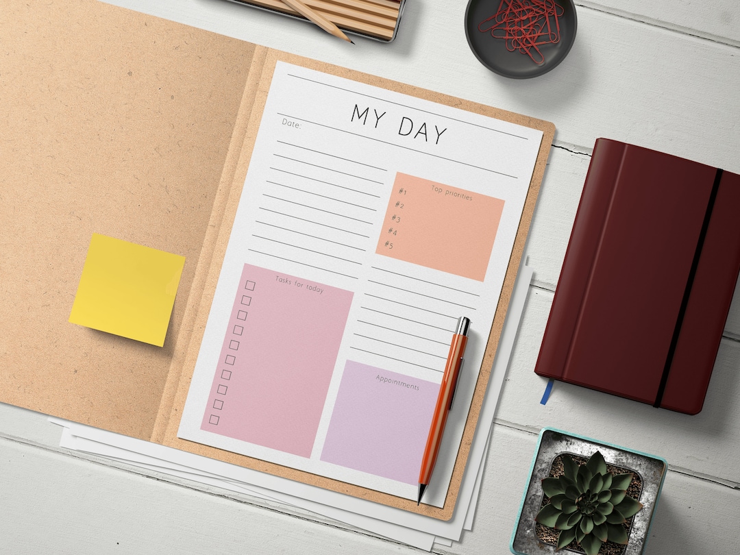 Printable My Day Template Templates Organised Tima - Etsy