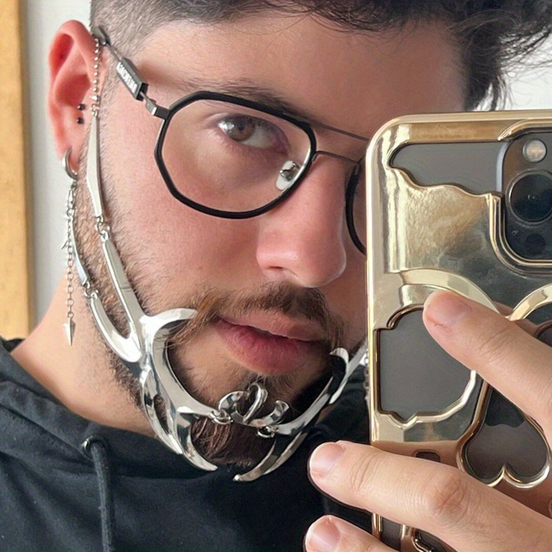 Y2k Gothic Cyberpunk Metal Face Jewellery Earring Face - Etsy