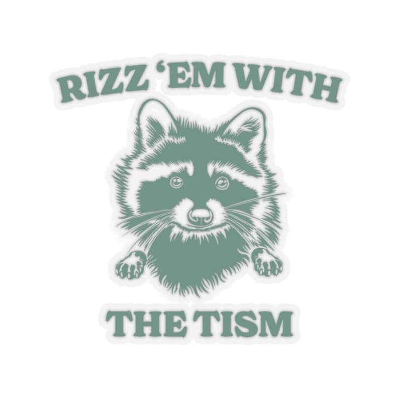 Rizz 'em With the Tism Sticker, Meme Gift, Raccoon Meme Sticker, Funny ...