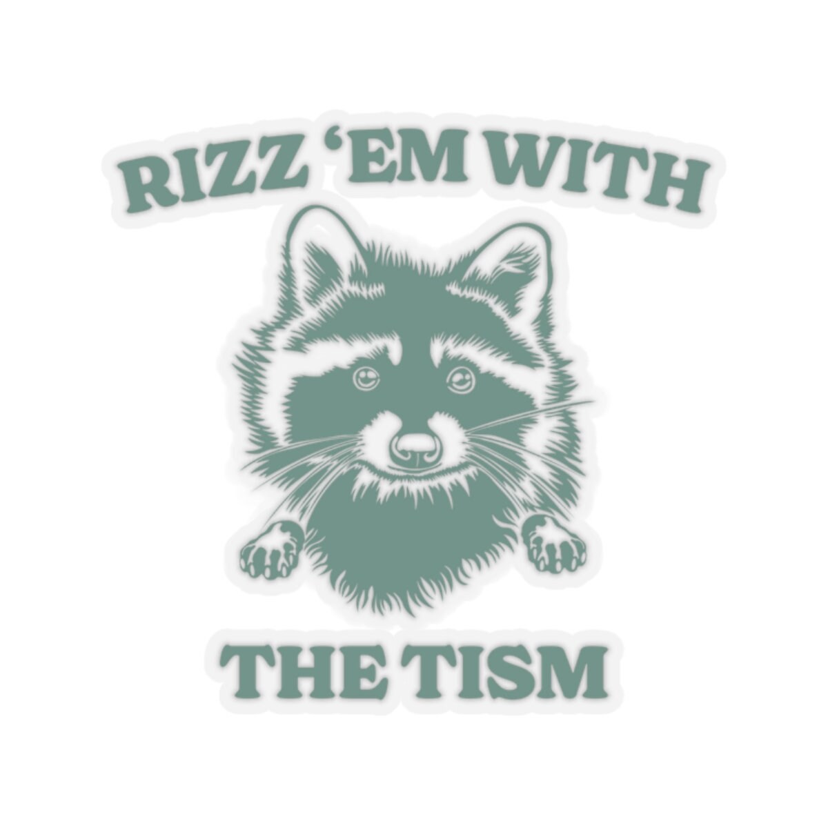 Rizz 'em With the Tism Sticker, Meme Gift, Raccoon Meme Sticker, Funny ...