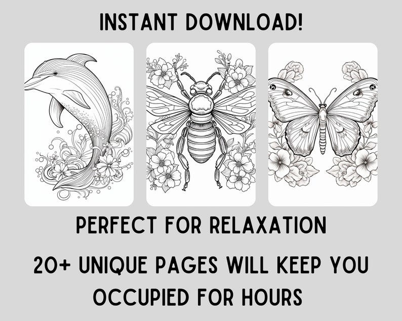 Printable Animal and Insect Coloring Book Printable Coloring - Etsy