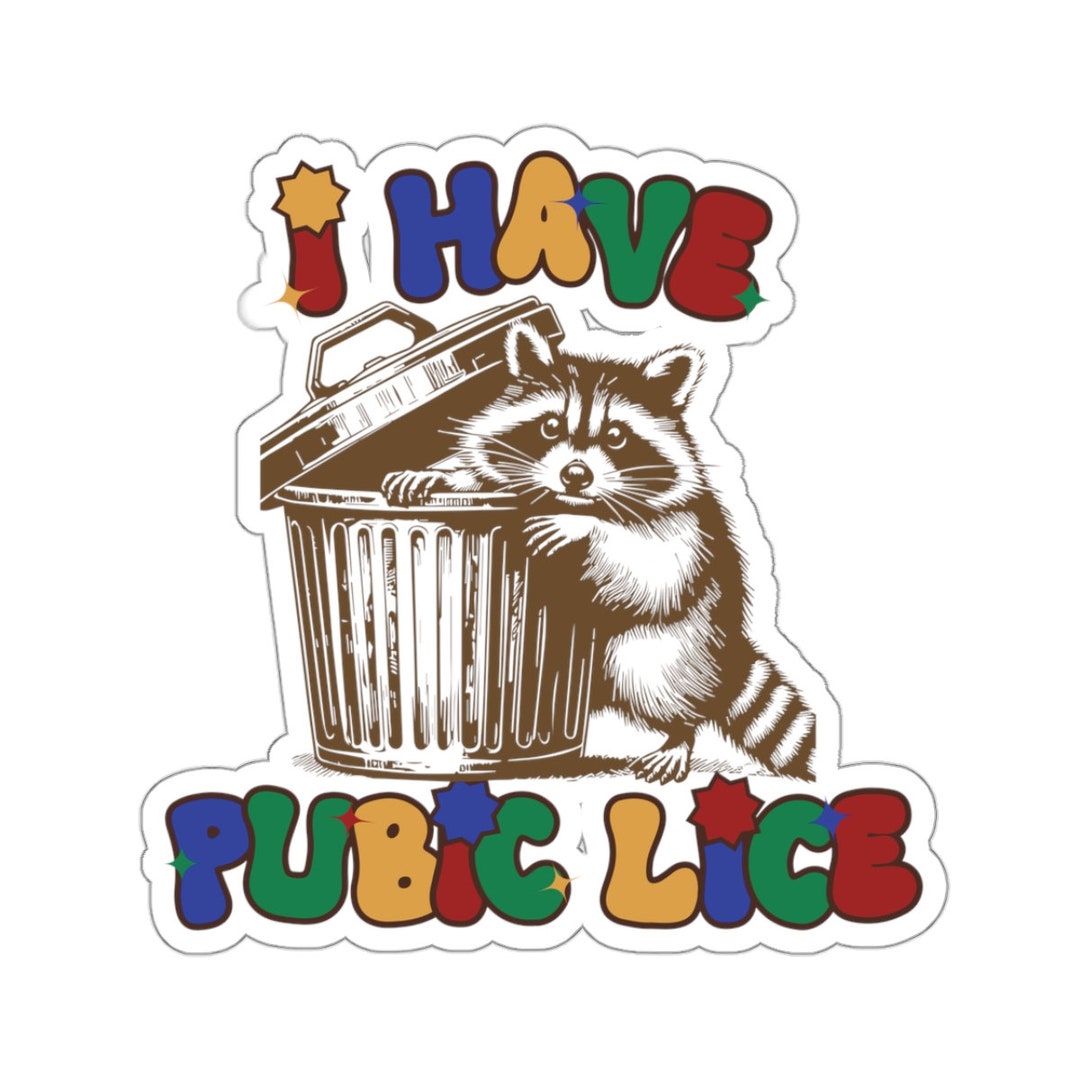 I Have Pubic Lice Sticker, Meme Gift, Raccoon Meme, Clowncore Sticker ...