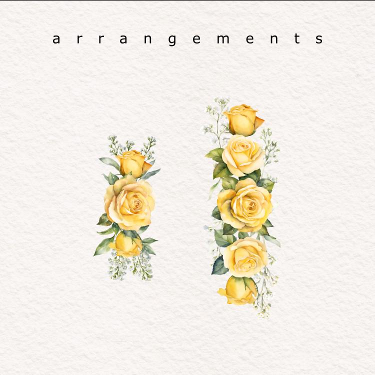 Yellow Roses Border Watercolor Cliparts 12 PNG Floral Arrangements for ...