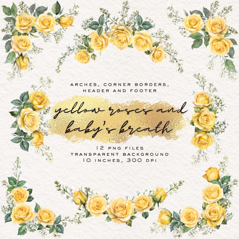 Yellow Rose Border - Etsy