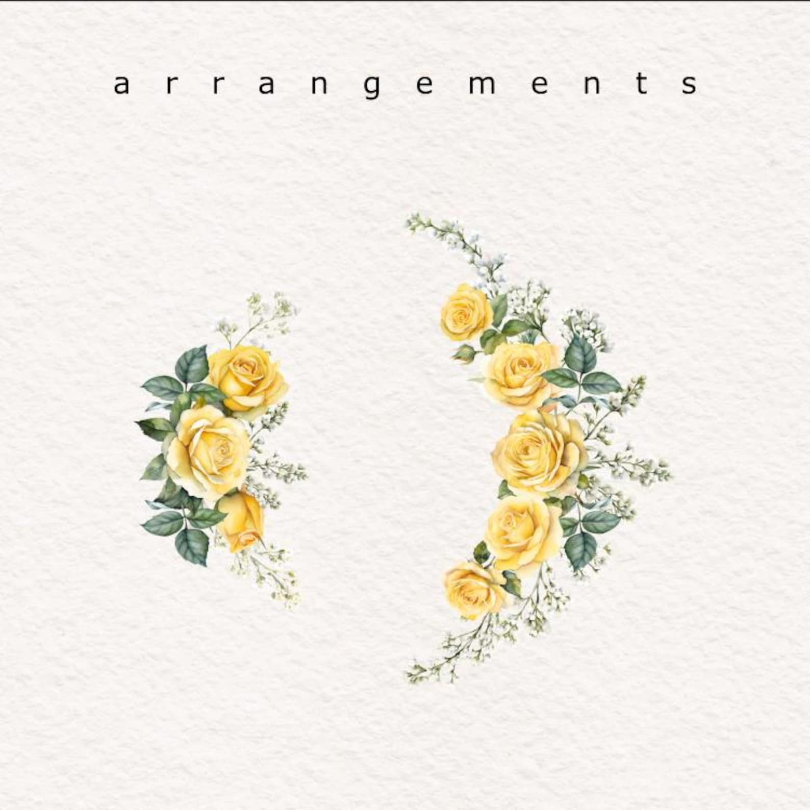 Yellow Roses Border Watercolor Cliparts - 12 PNG Floral Arrangements ...