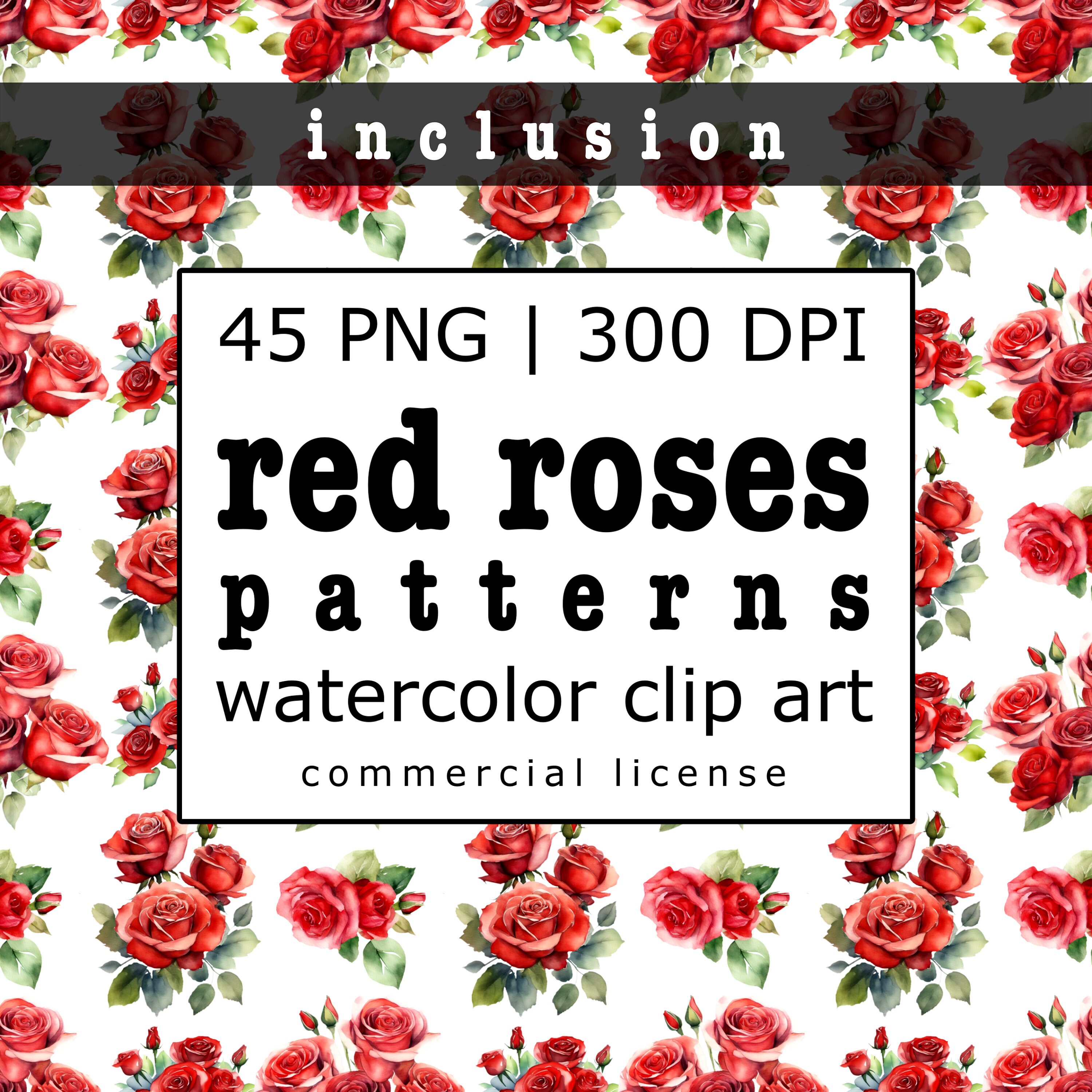 Red Roses Watercolor Floral Clip Art Bundle of 7 Listings of 312 PNG ...