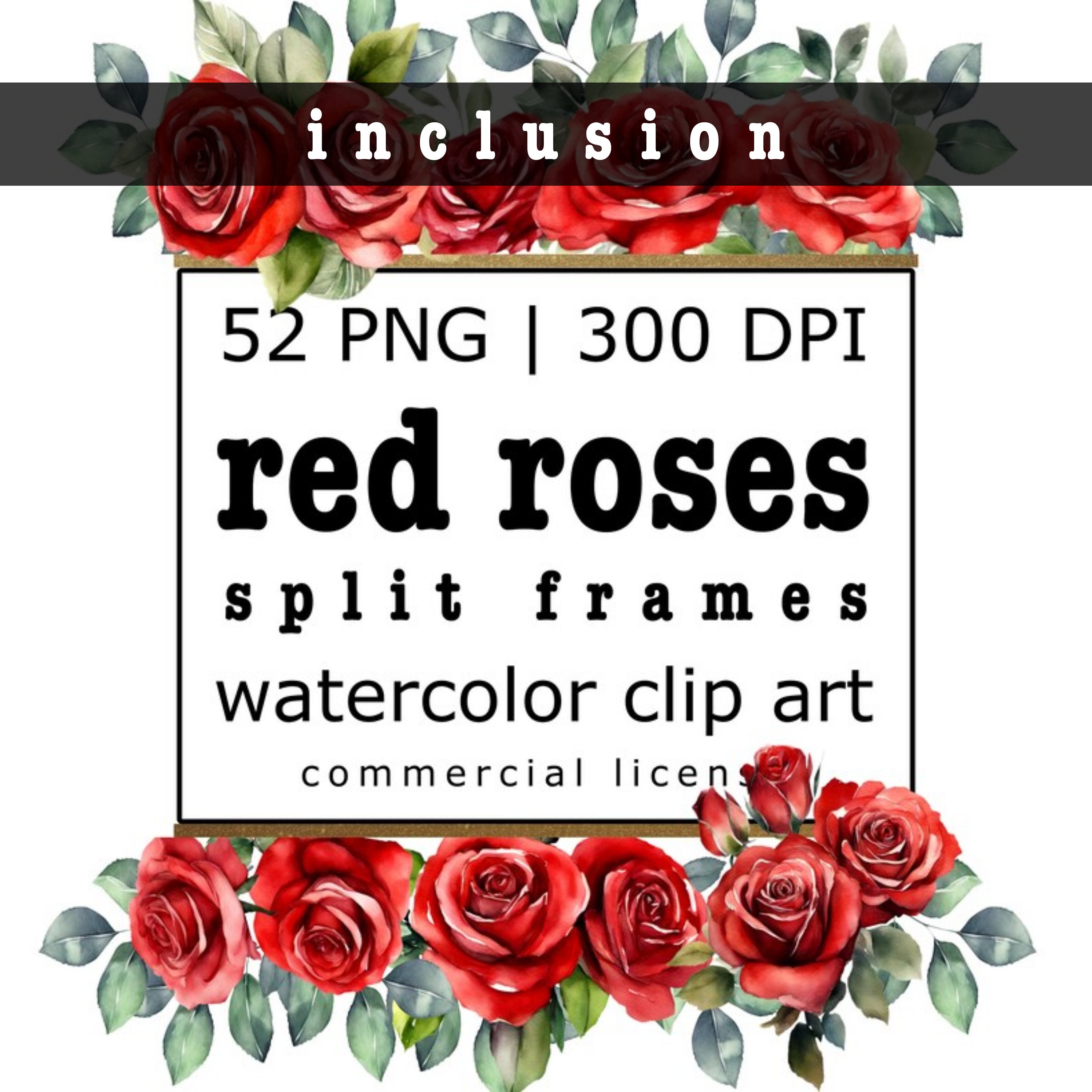 Red Roses Watercolor Floral Clip Art Bundle of 7 Listings of 312 PNG ...