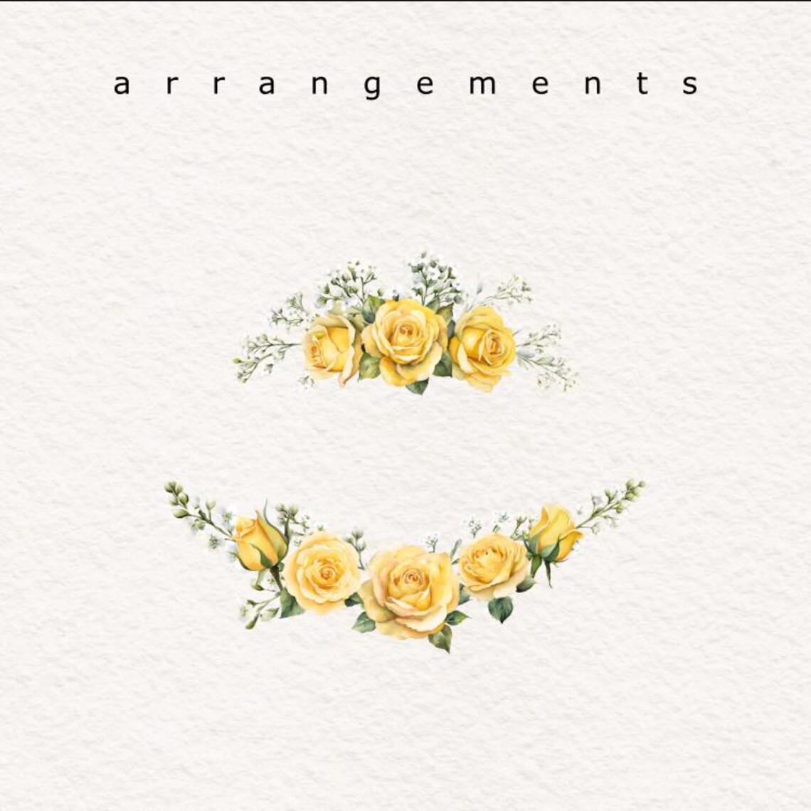 Yellow Roses Border Watercolor Cliparts - 12 PNG Floral Arrangements ...