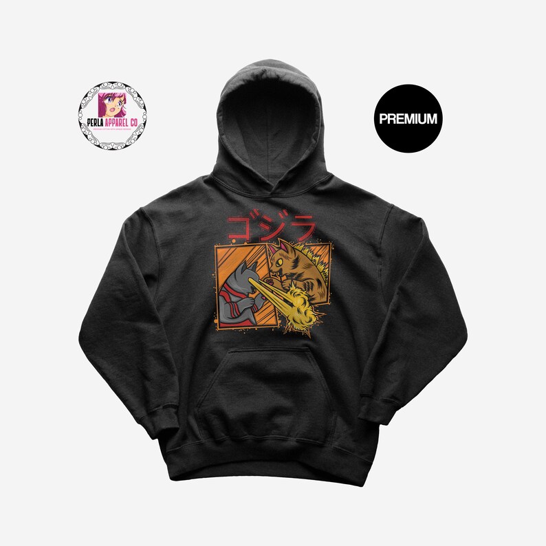 Limited Custom Godzilla Hoodie Godzilla Hoodie Cute Cat - Etsy