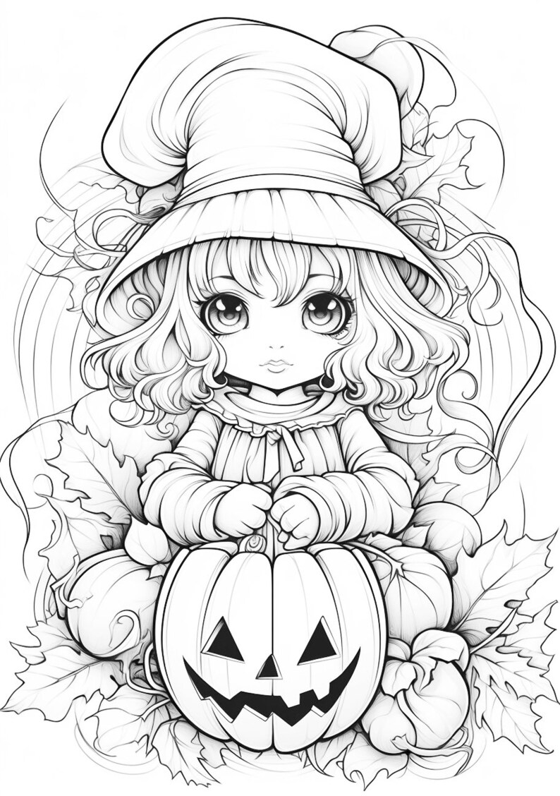 Spooktacular Fun: Cute and Creepy Halloween Coloring Pages - Etsy