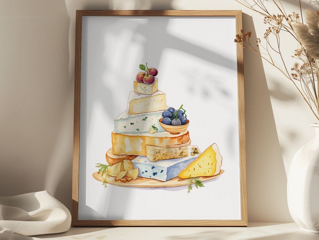 Cheese Stack Poster, Fromage, Deli, Brie, Grazing Sign, French Cafe ...