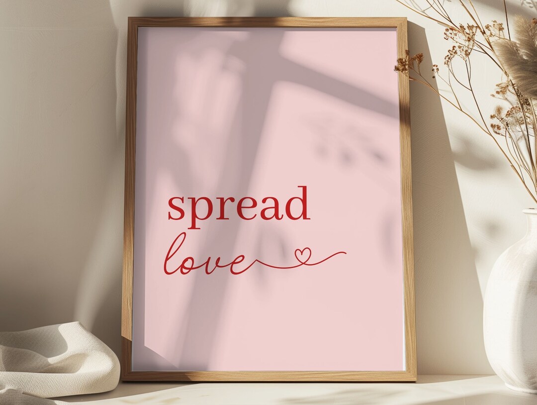 Pink Bedroom Poster, Positivity Poster, Spread Love Poster, Dorm Room ...