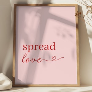 Pink Bedroom Poster, Positivity Poster, Spread Love Poster, Dorm Room ...