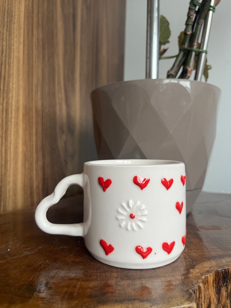 Custom Heart Shaped Mug With Heart Handle Handmade Decor Mug - Etsy