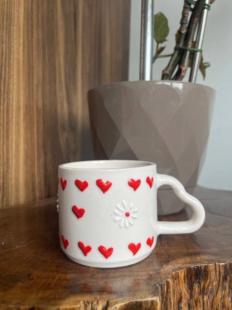 Custom Heart Shaped Mug With Heart Handle Handmade Decor Mug - Etsy