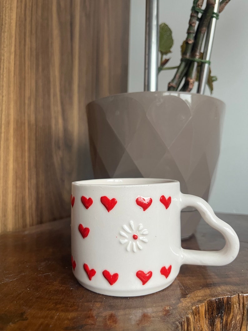 Custom Heart Shaped Mug With Heart Handle Handmade Decor Mug - Etsy