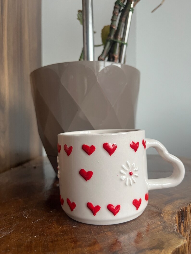 Custom Heart Shaped Mug With Heart Handle Handmade Decor Mug - Etsy