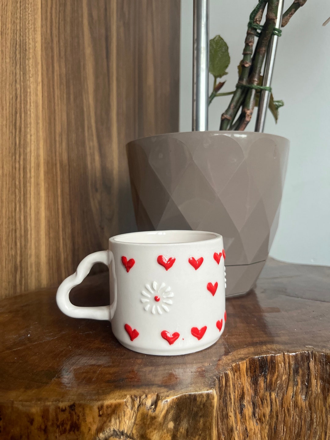 Custom Heart Shaped Mug With Heart Handle Handmade Decor Mug - Etsy