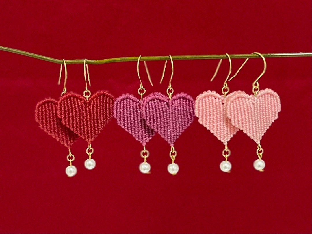 HEART SHAPED EARRINGS / Romance Core / Galentine's Day Earrings ...