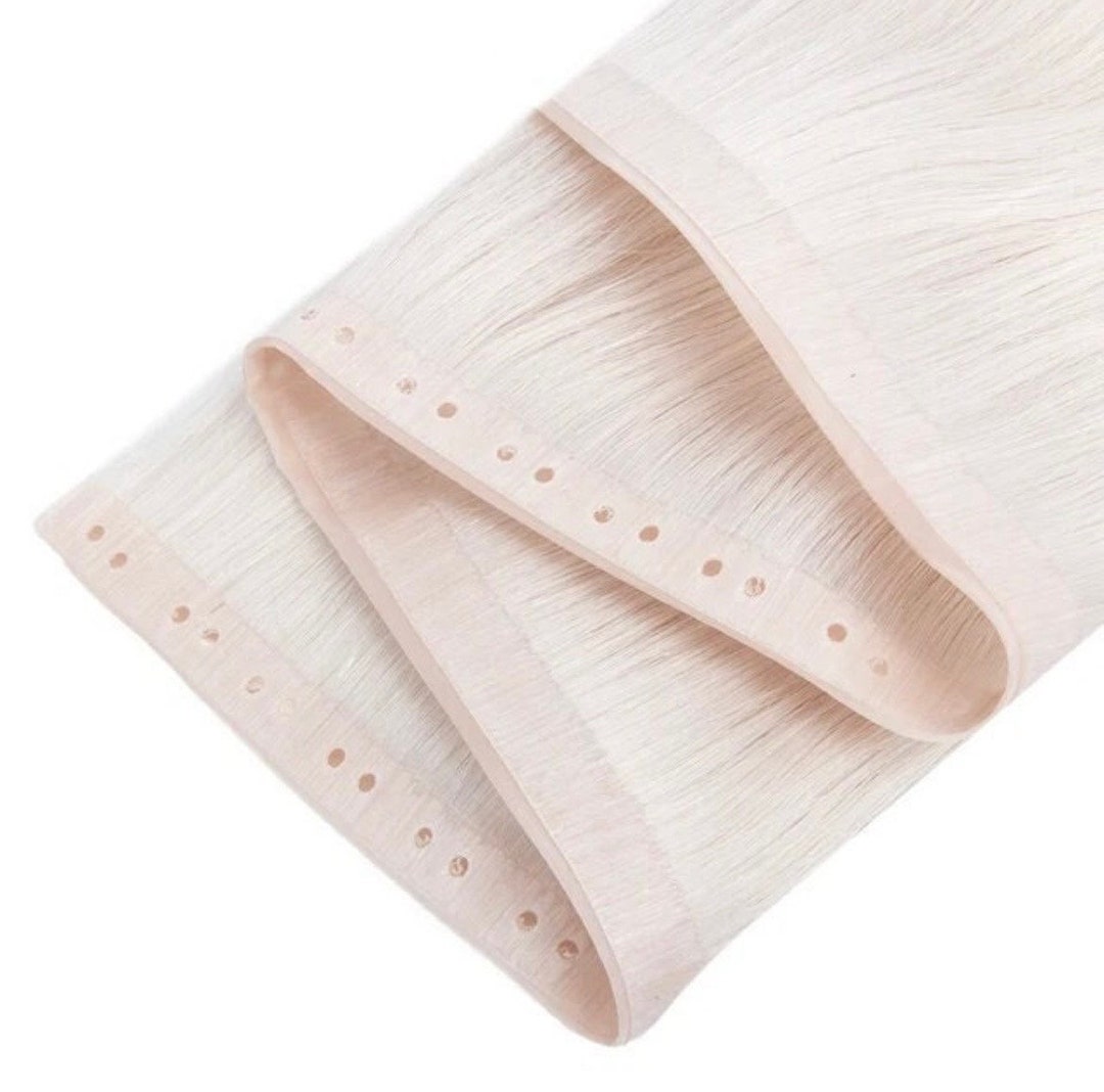 Twin Tab Human Hair Weft Natural Straight XO Hole Inject Hair ...