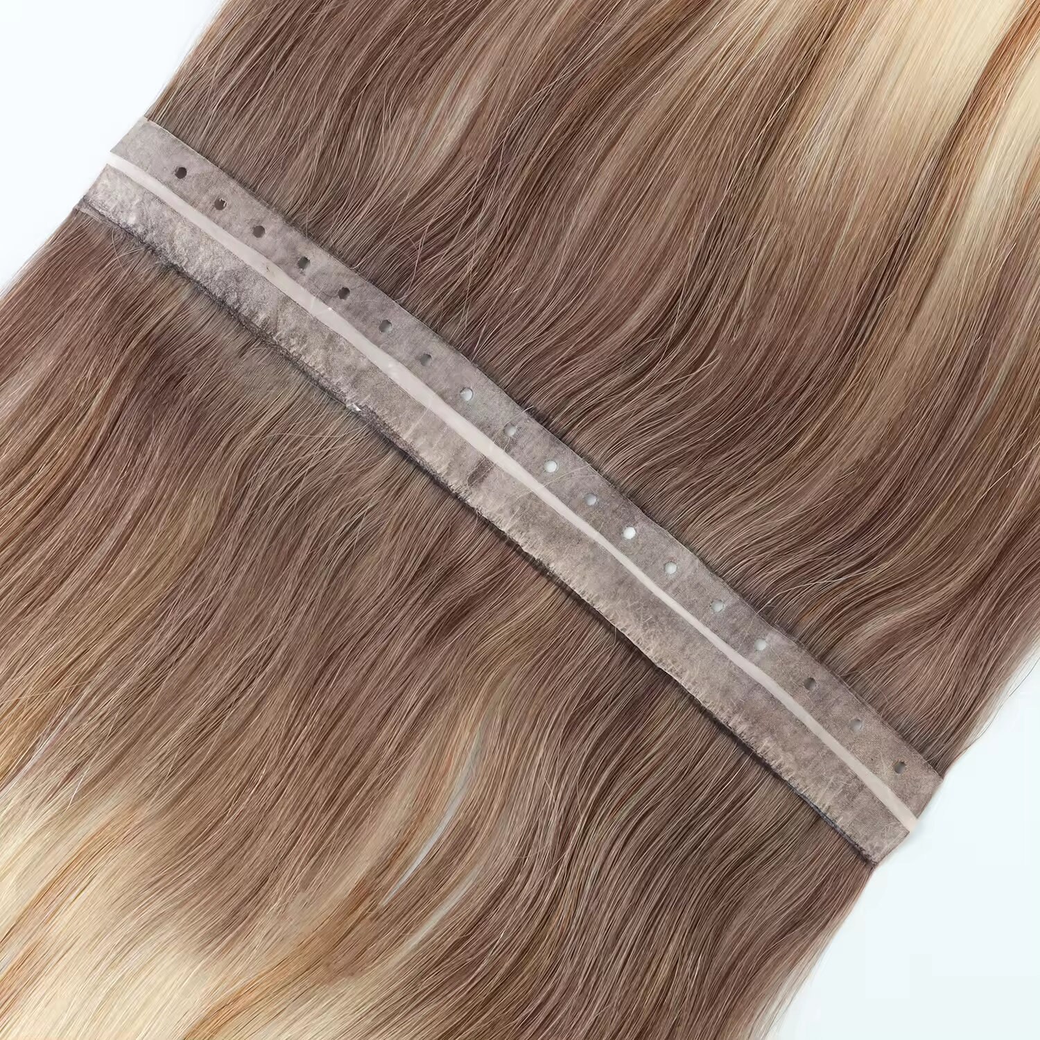 Twin Tab Human Hair Weft Natural Straight XO Hole Inject Hair ...