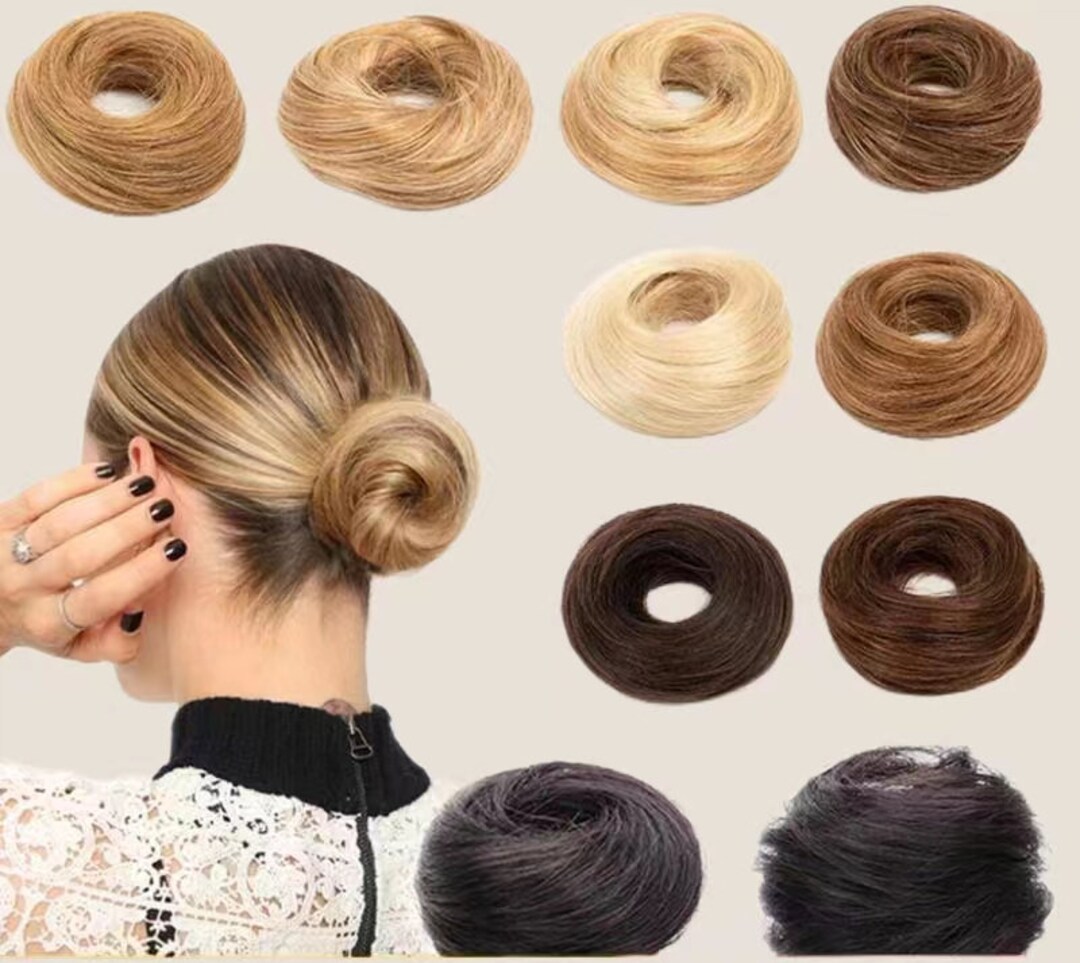 Human Hair Buns Chignon Ponytail Hairpiece Updo Donut Real Hair ...