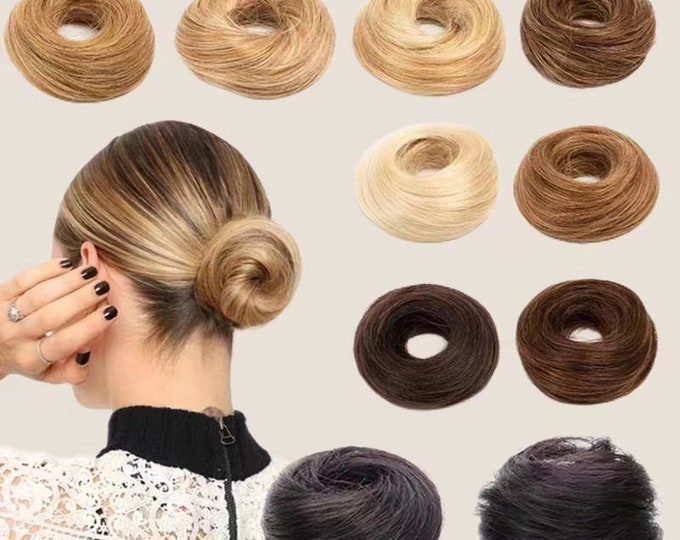Human Hair Buns Chignon Ponytail Hairpiece Updo Donut Real Hair ...