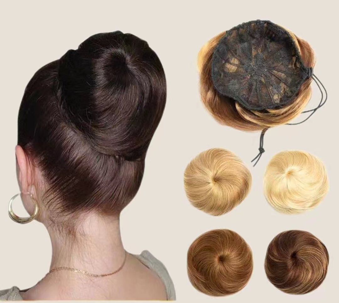 Human Hair Buns Claw on Drawstring Ponytail Flexible Hair Pieces Updo ...