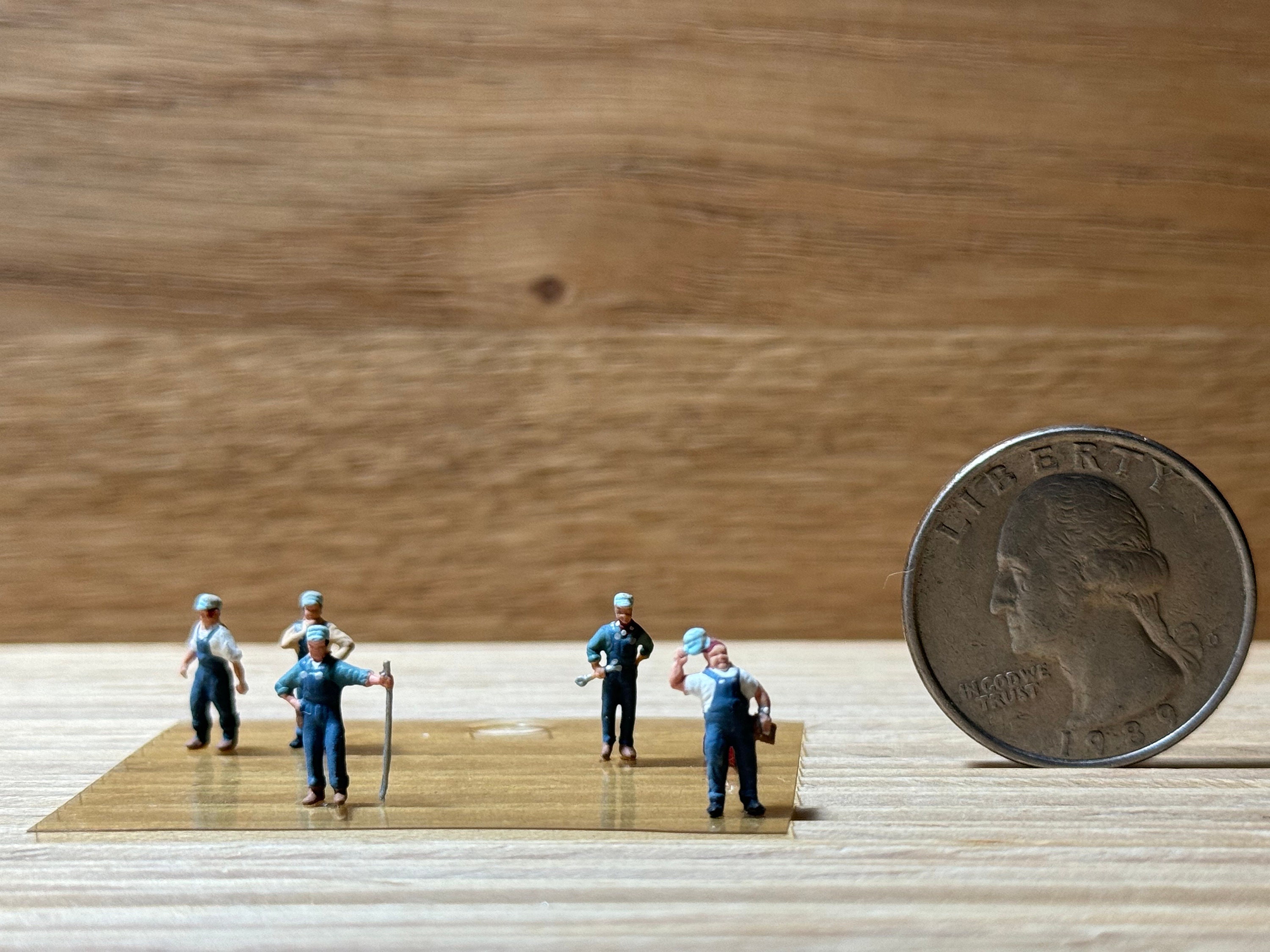 5pc Construction Worker People Figurines 1cm Tall Engineer Model ...