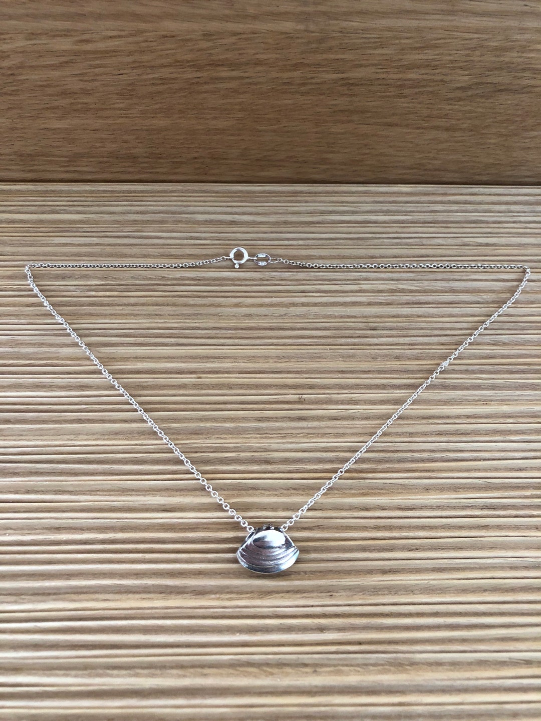 Vintage Sterling Silver Shell Pendant Necklace - 3D Charm, 16" Chain - Etsy
