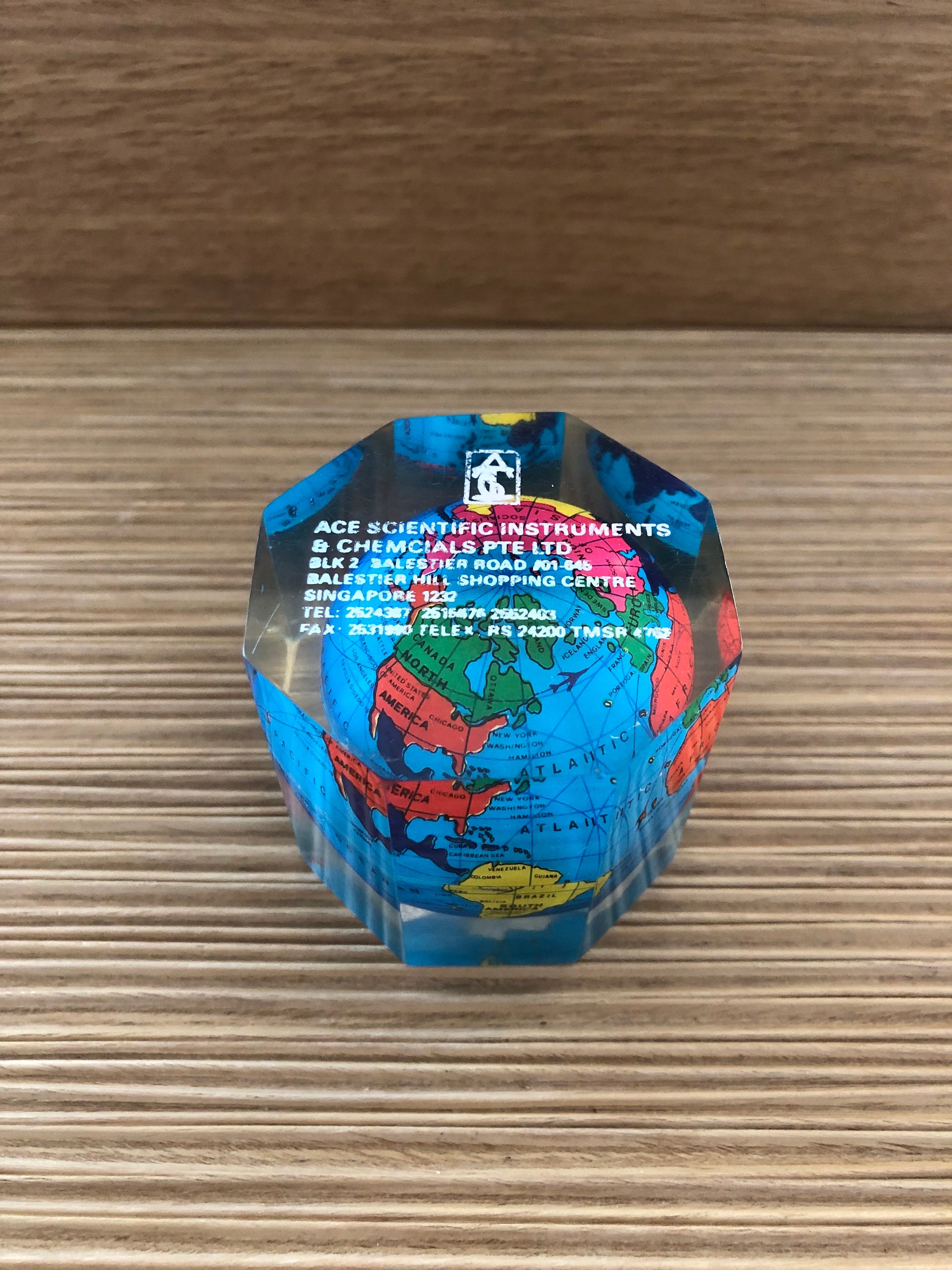 Lucite Mini Globe Paperweight Desk World Map Acrylic Encased World ...