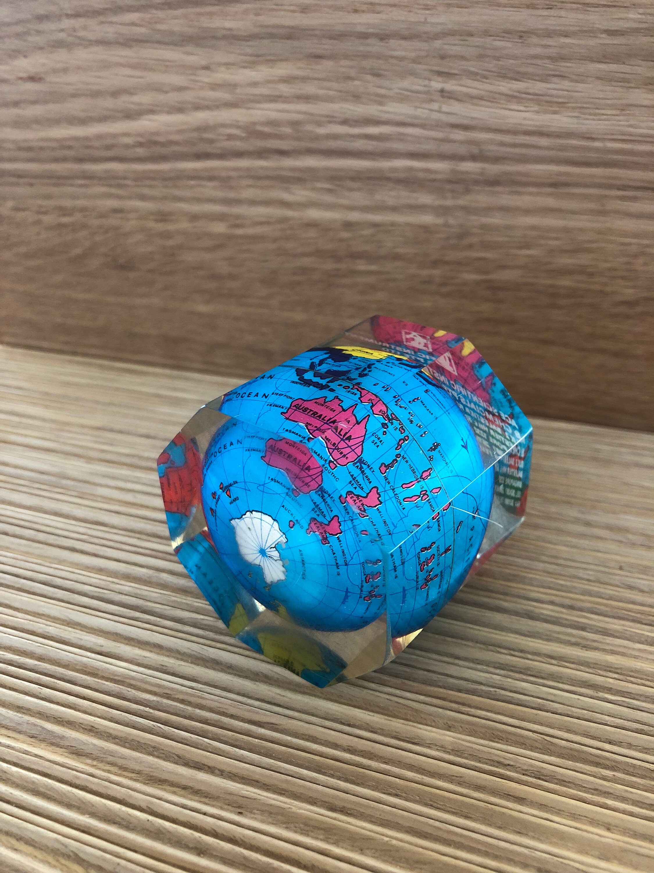 Lucite Mini Globe Paperweight Desk World Map Acrylic Encased World ...