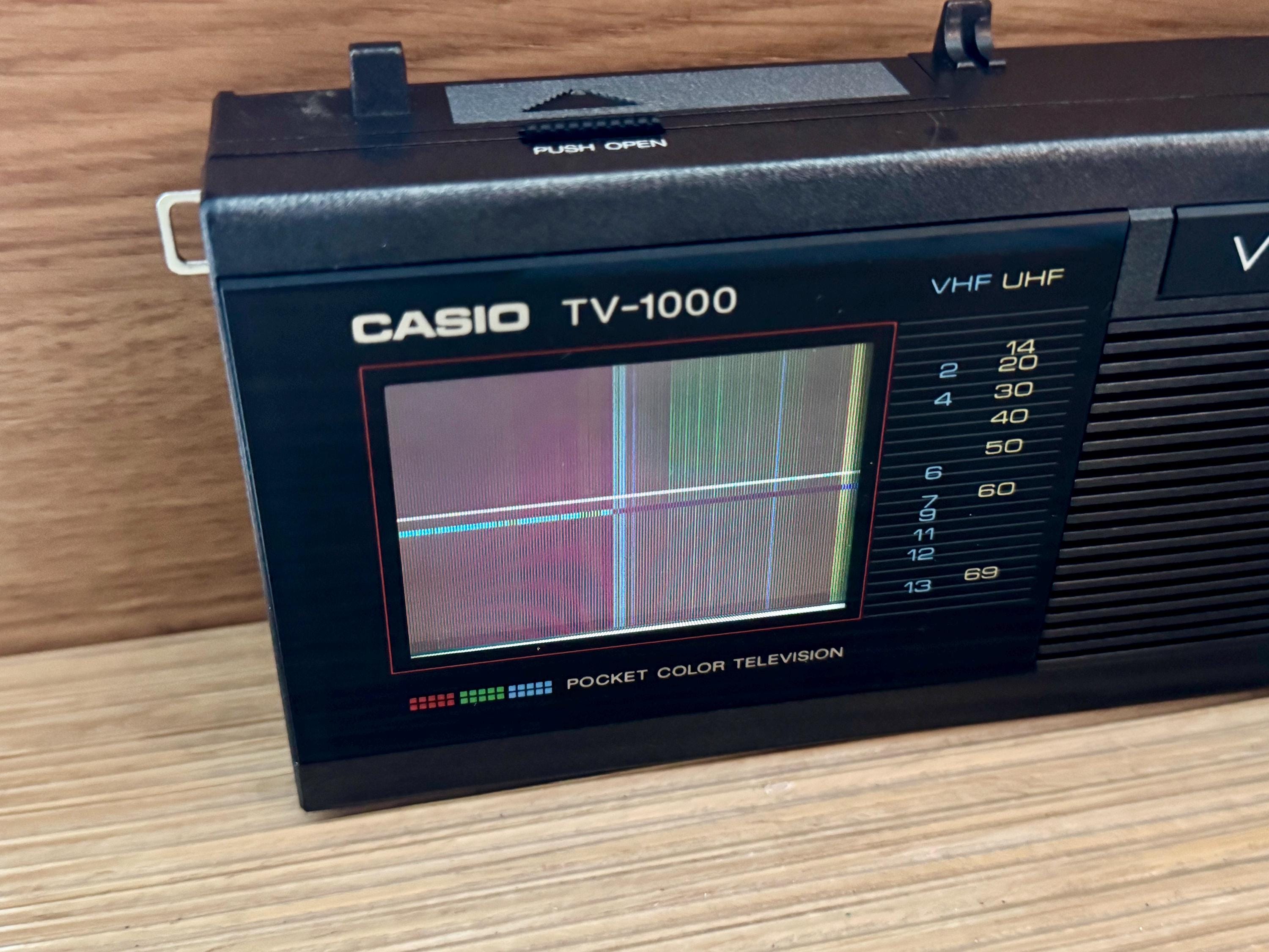 Vintage Casio TV 1000 Pocket Color Handheld Television With Case Pouch Rare Find TV Portable ...