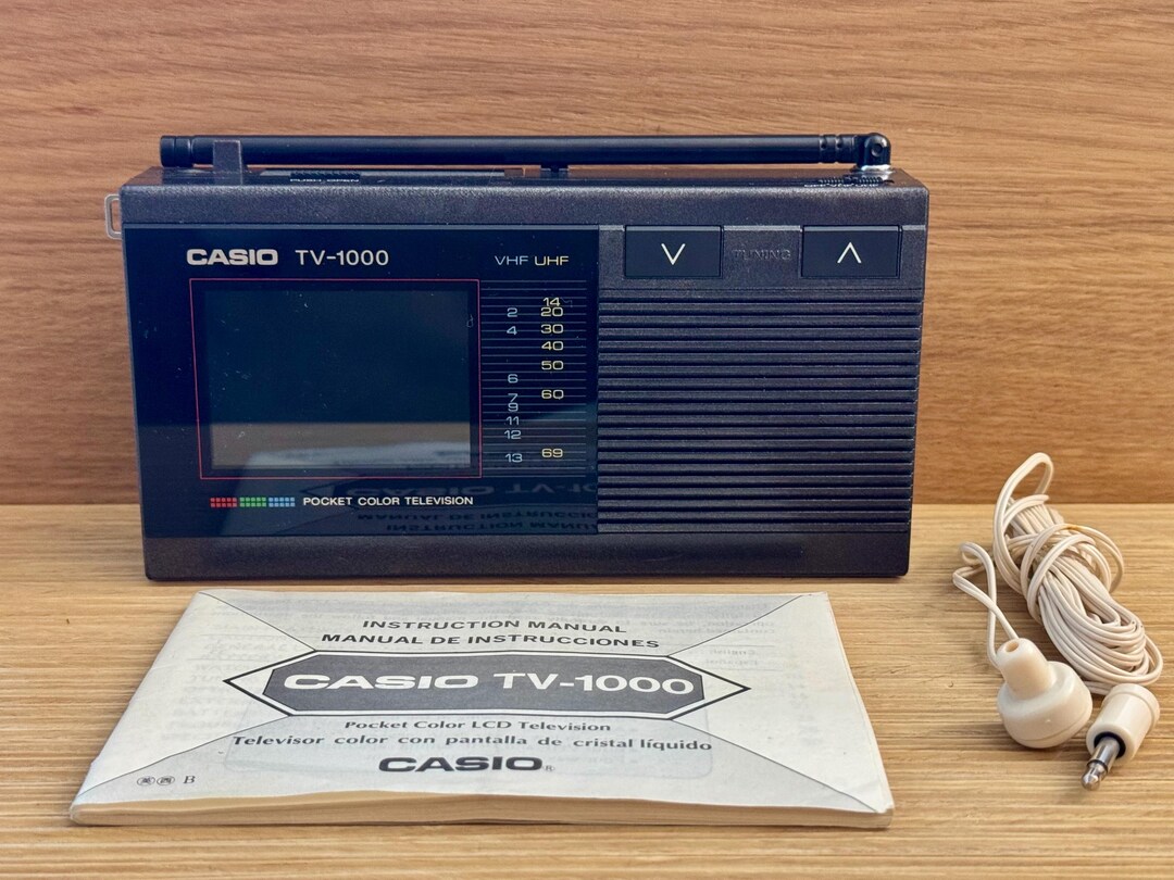 Vintage Casio TV 1000 Pocket Color Handheld Television With Case Pouch ...