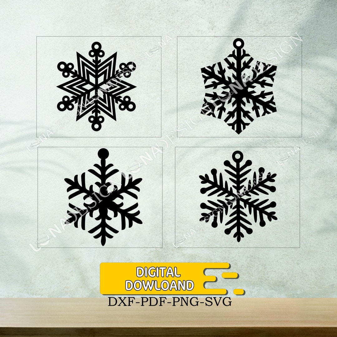 Snowflake PNG Package Stamp Winter DXF Christmas PDF - Etsy
