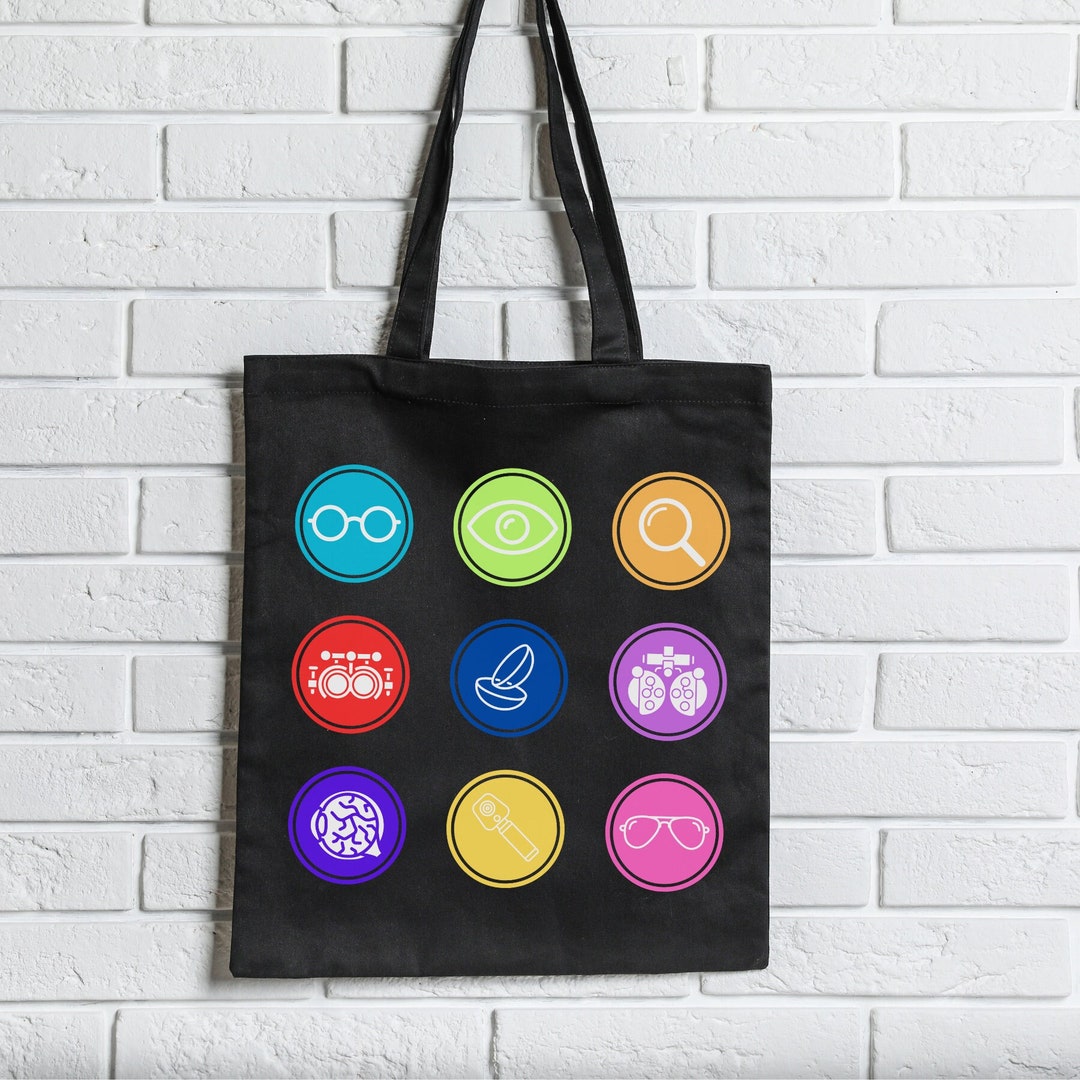 Optometry Iconography Shopping Tote Bag | Reusable Carrier Shopper ...