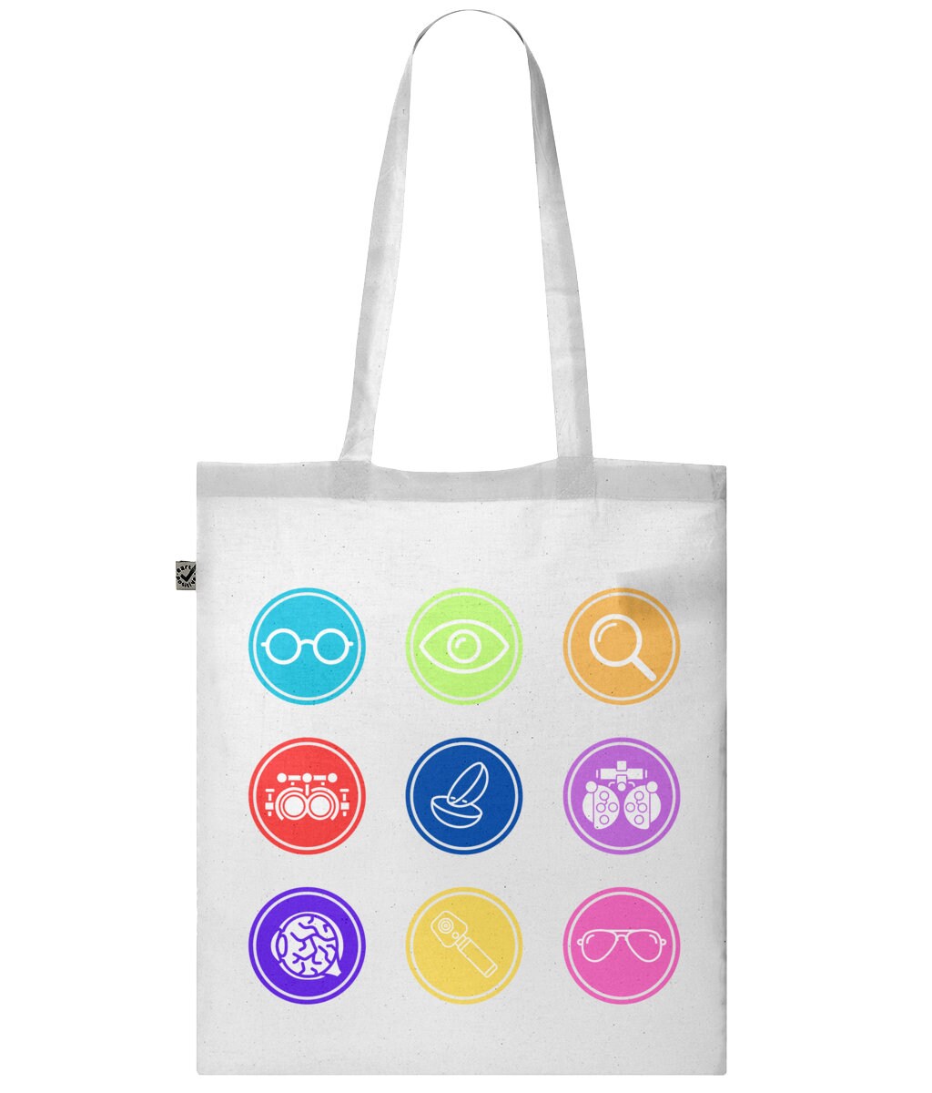Optometry Iconography Shopping Tote Bag | Reusable Carrier Shopper ...