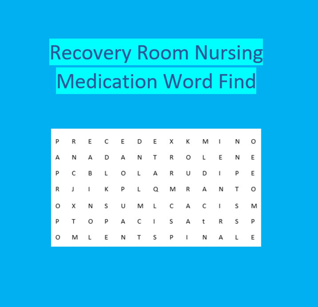Recovery Room Nursing Medication Word Find - Etsy
