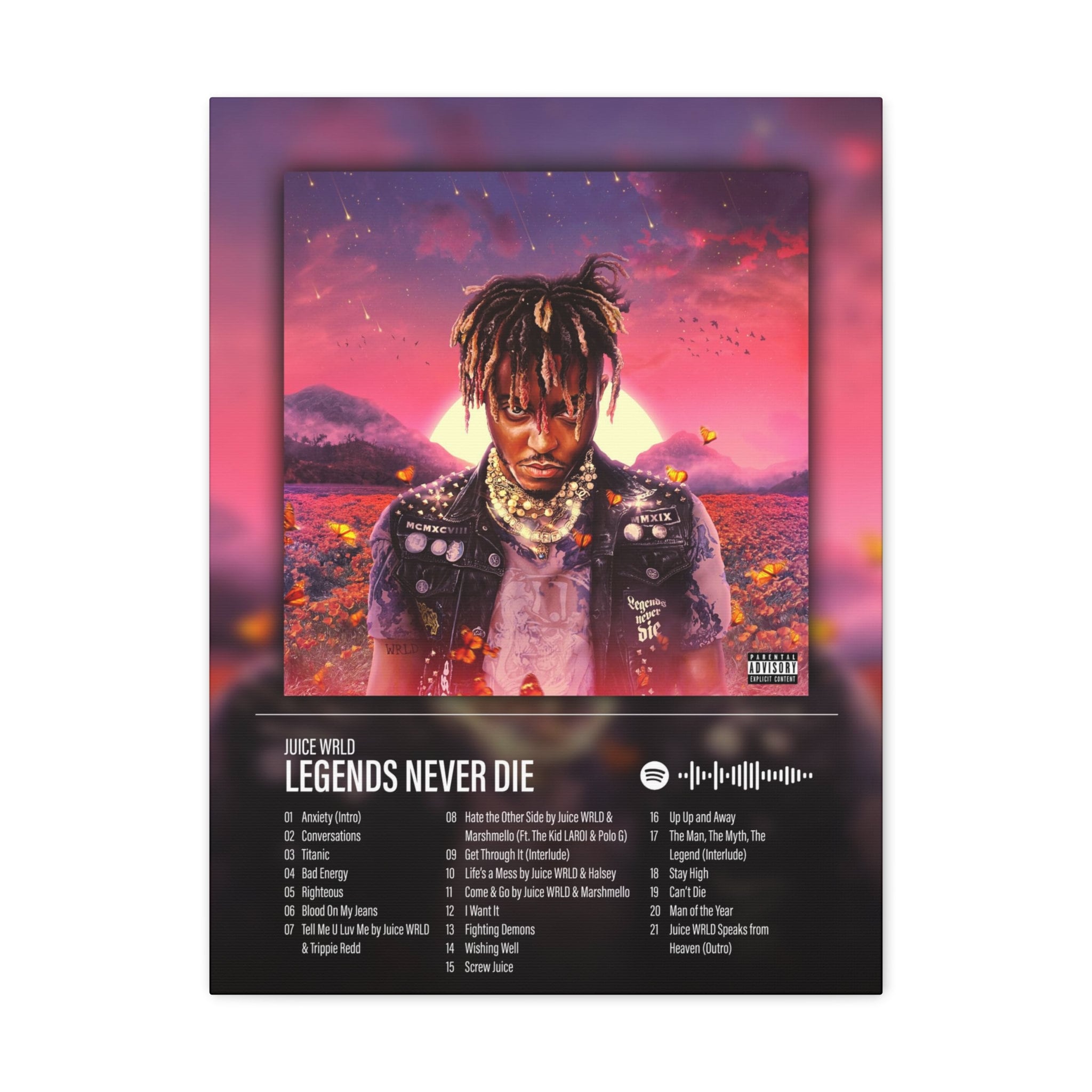 Juice WRLD Canvas, Legends Never Die Canvas, Album Canvas With Track ...