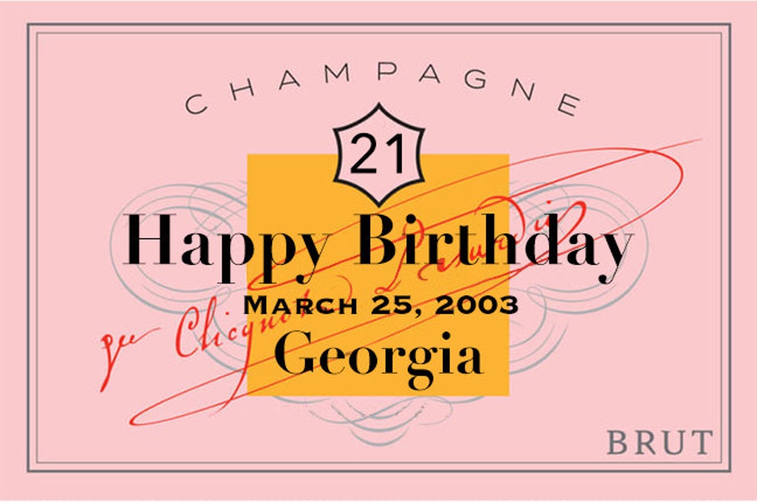 Custom Veuve Champagne Birthday Label Download - Etsy